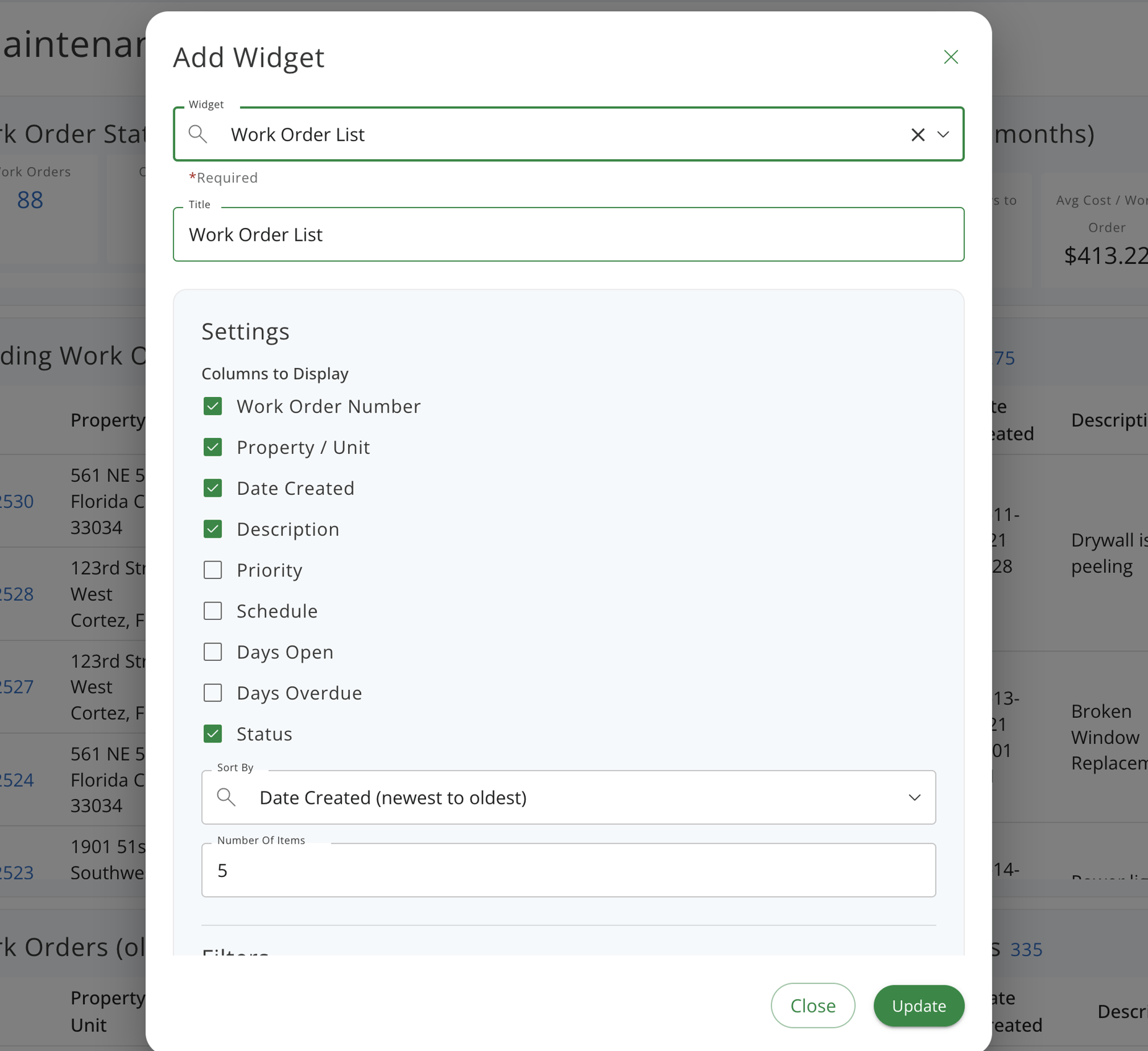 Maintenance Dashboard